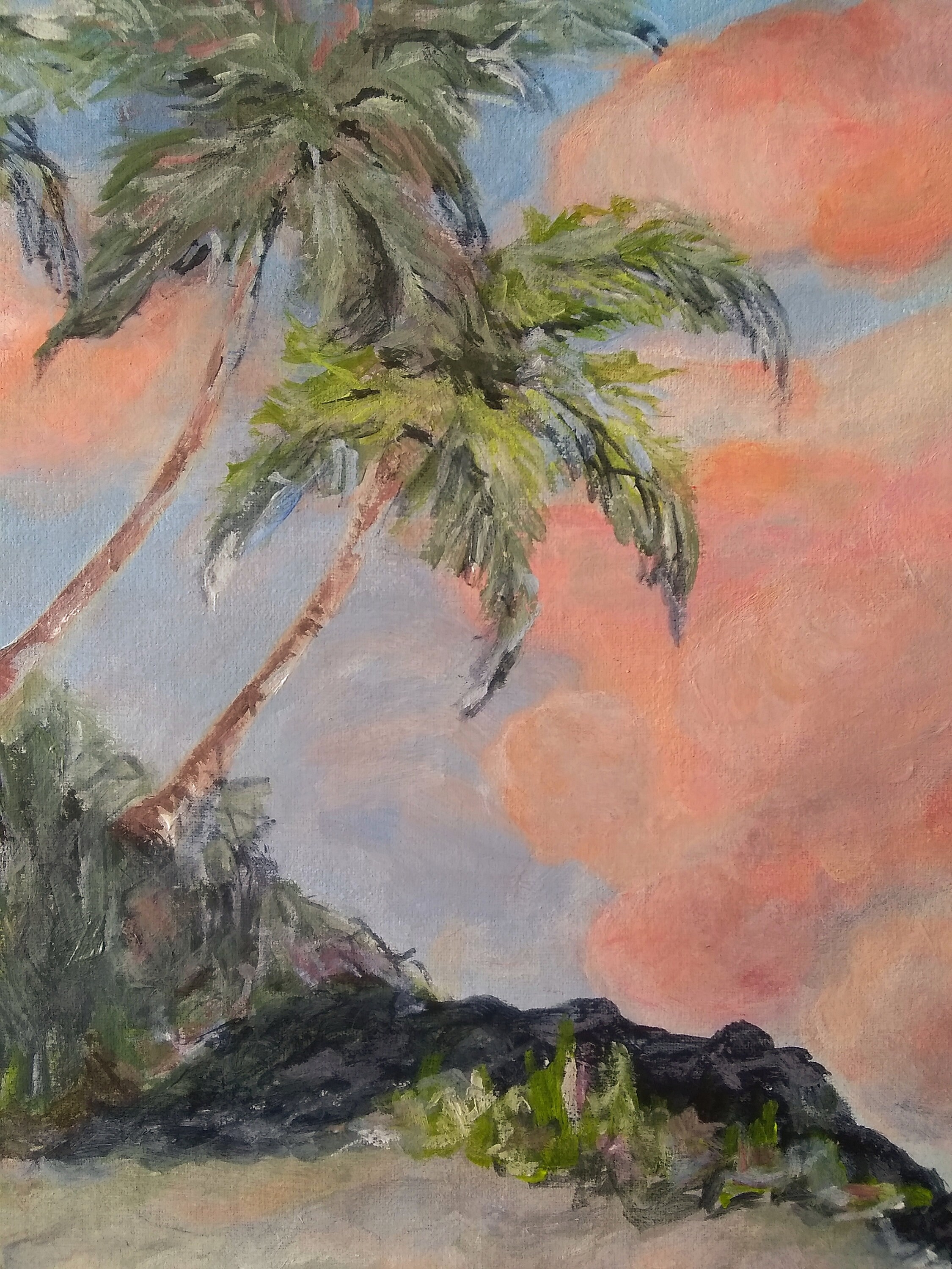 Original Seascape Painting Original Tropical Landscape Palm Tree ...