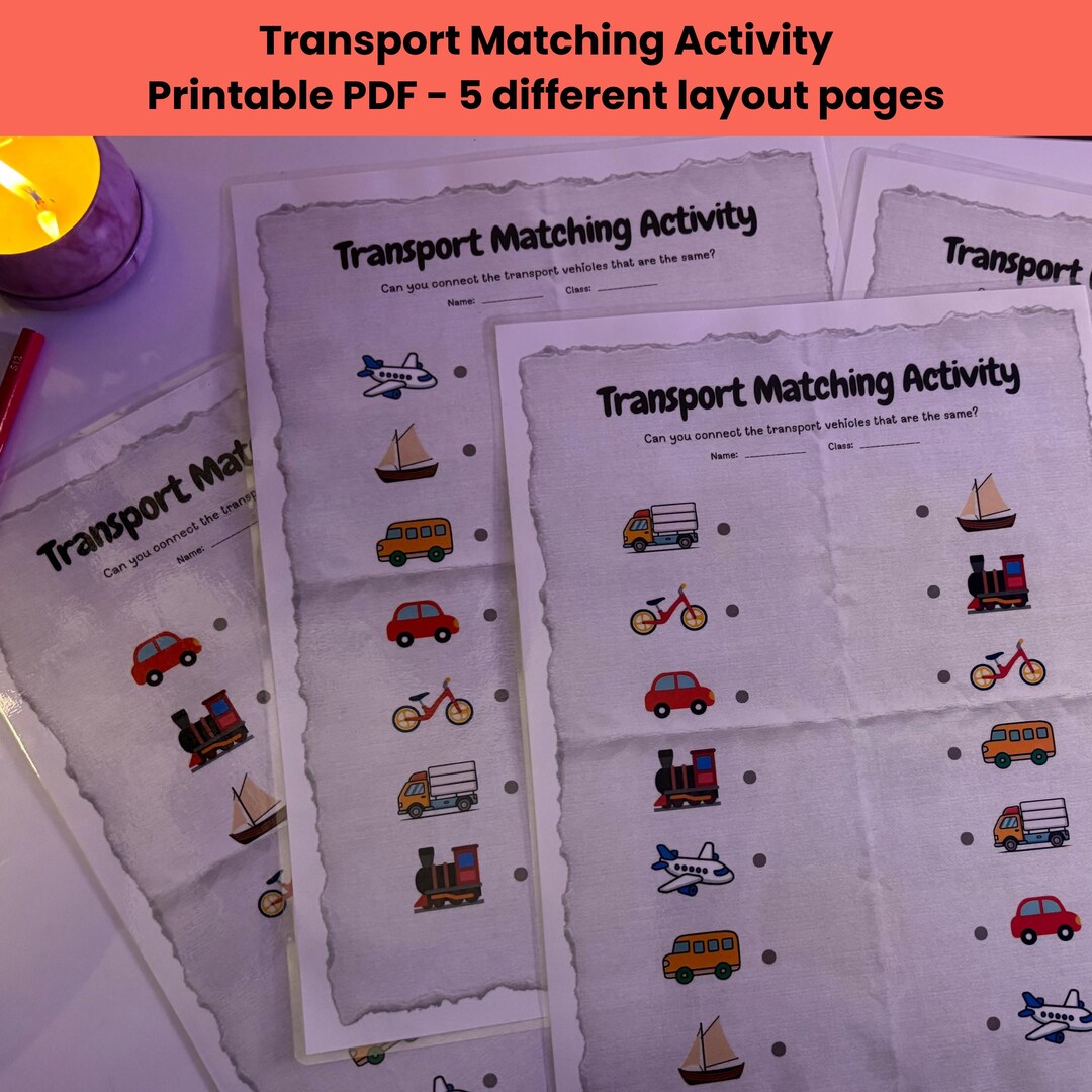 Transport Matching Activity Printable | Vehicles Matching Worksheet ...