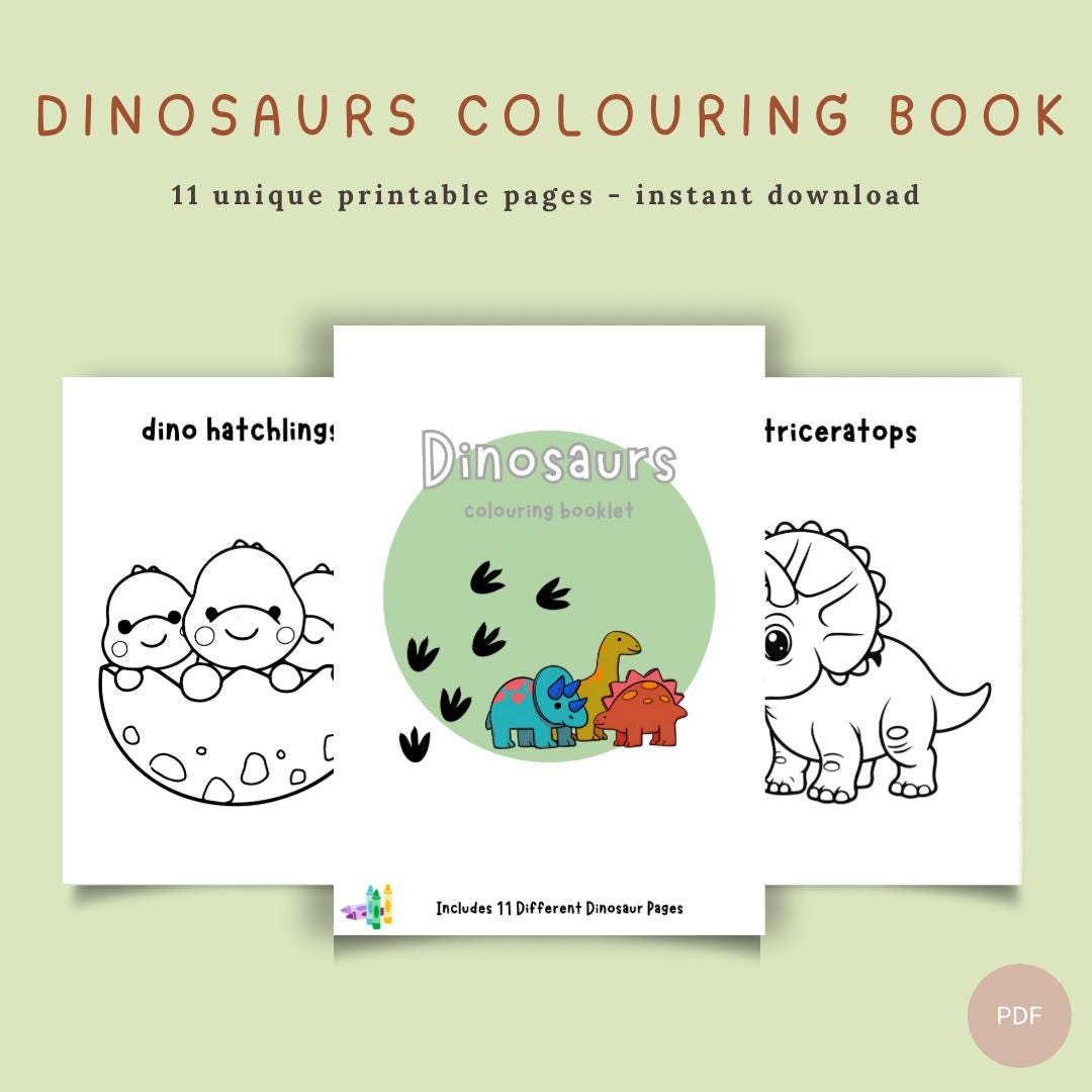 Dinosaur Colouring Book for Kids | 11 Printable Pages | Preschool ...