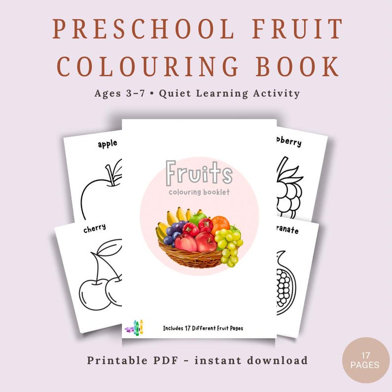 Fruit Colouring Book for Kids | Printable PDF | Preschool ...