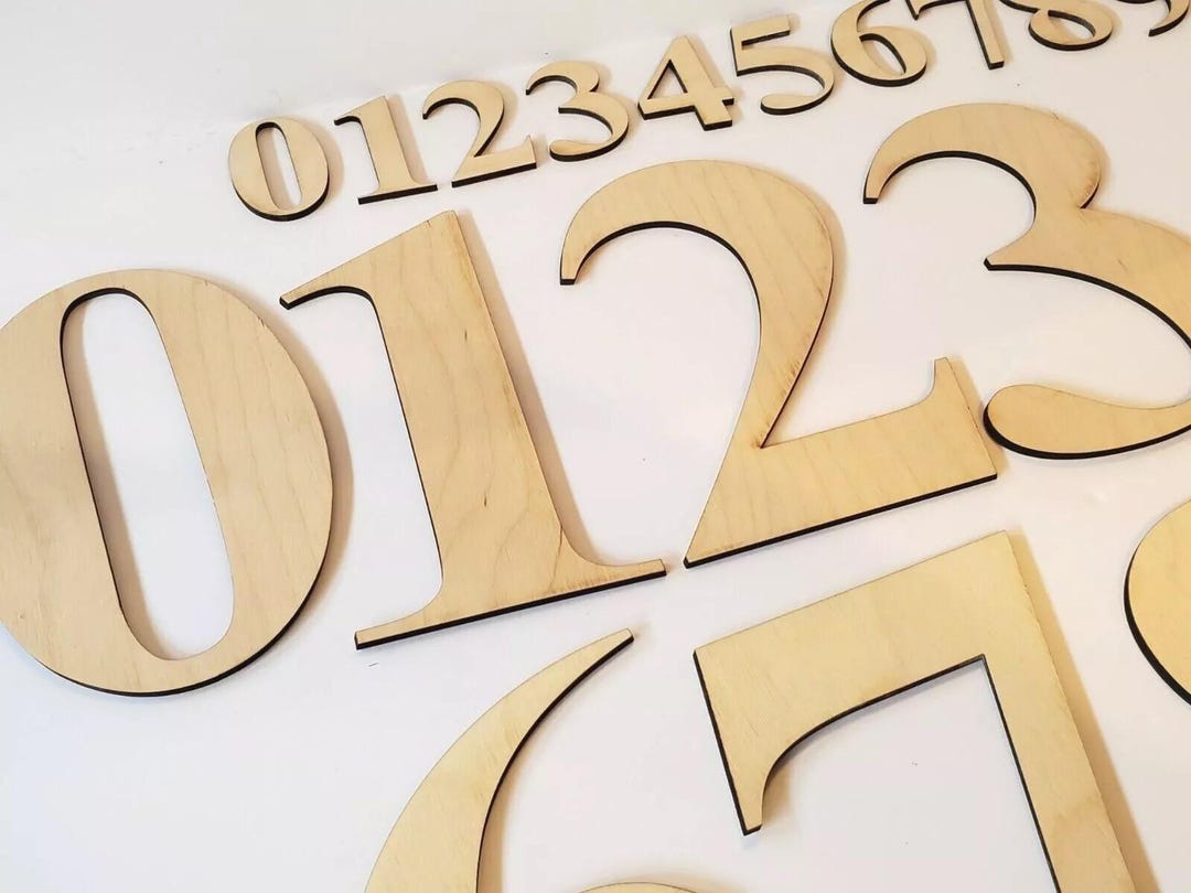 Wooden Numbers for Crafts and Signs, Set of 10, Laser Cut, Sizes 2" 3 ...