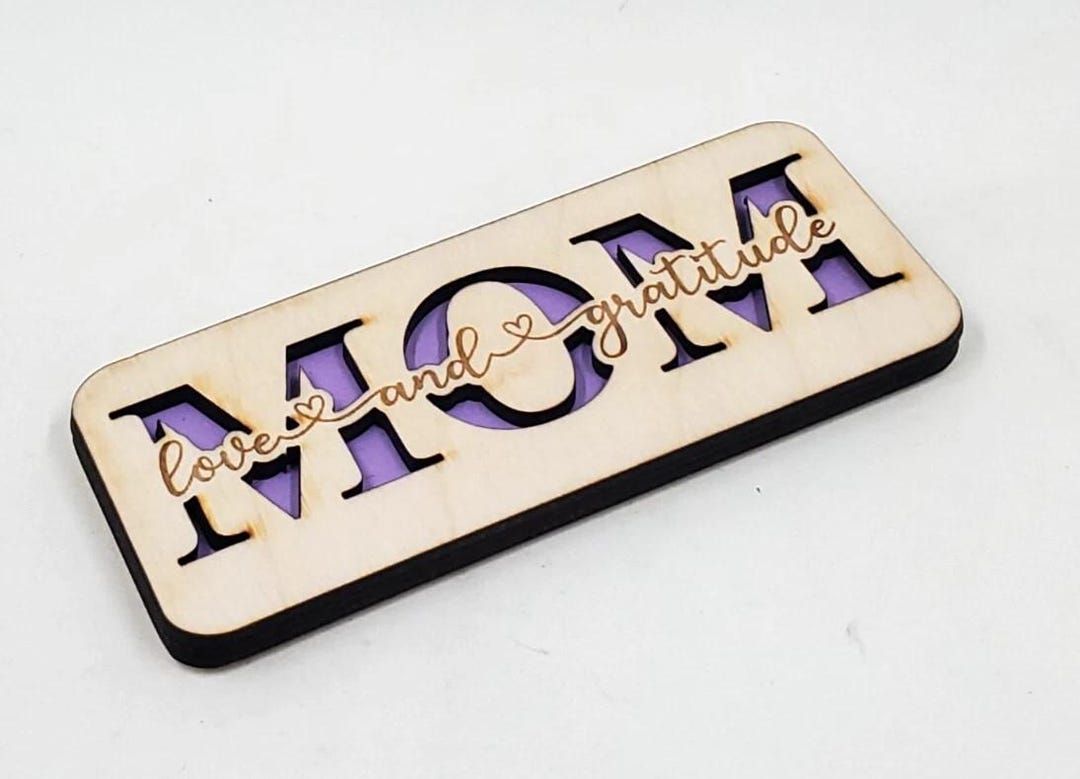 Laser Cut Wooden Mom Magnet, Love and Gratitude - Etsy