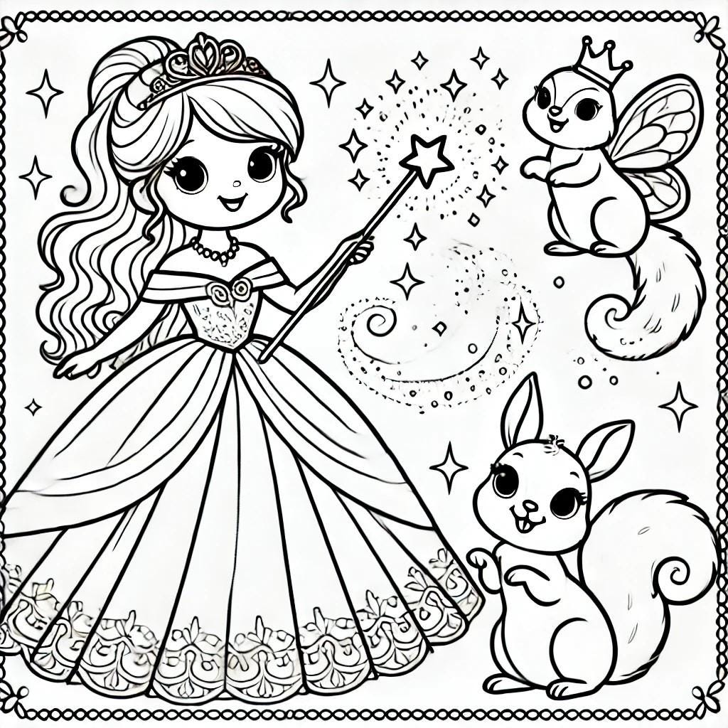 Magical Princess & Animal Friends Coloring Book – Fun Printable for ...