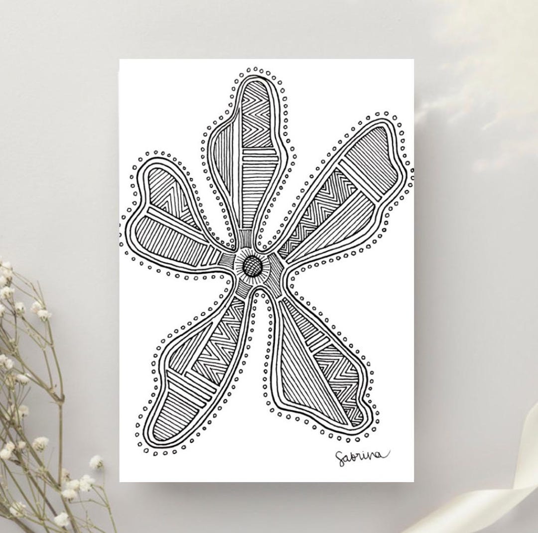 Hand Drawn Flower Coloring Page - Etsy