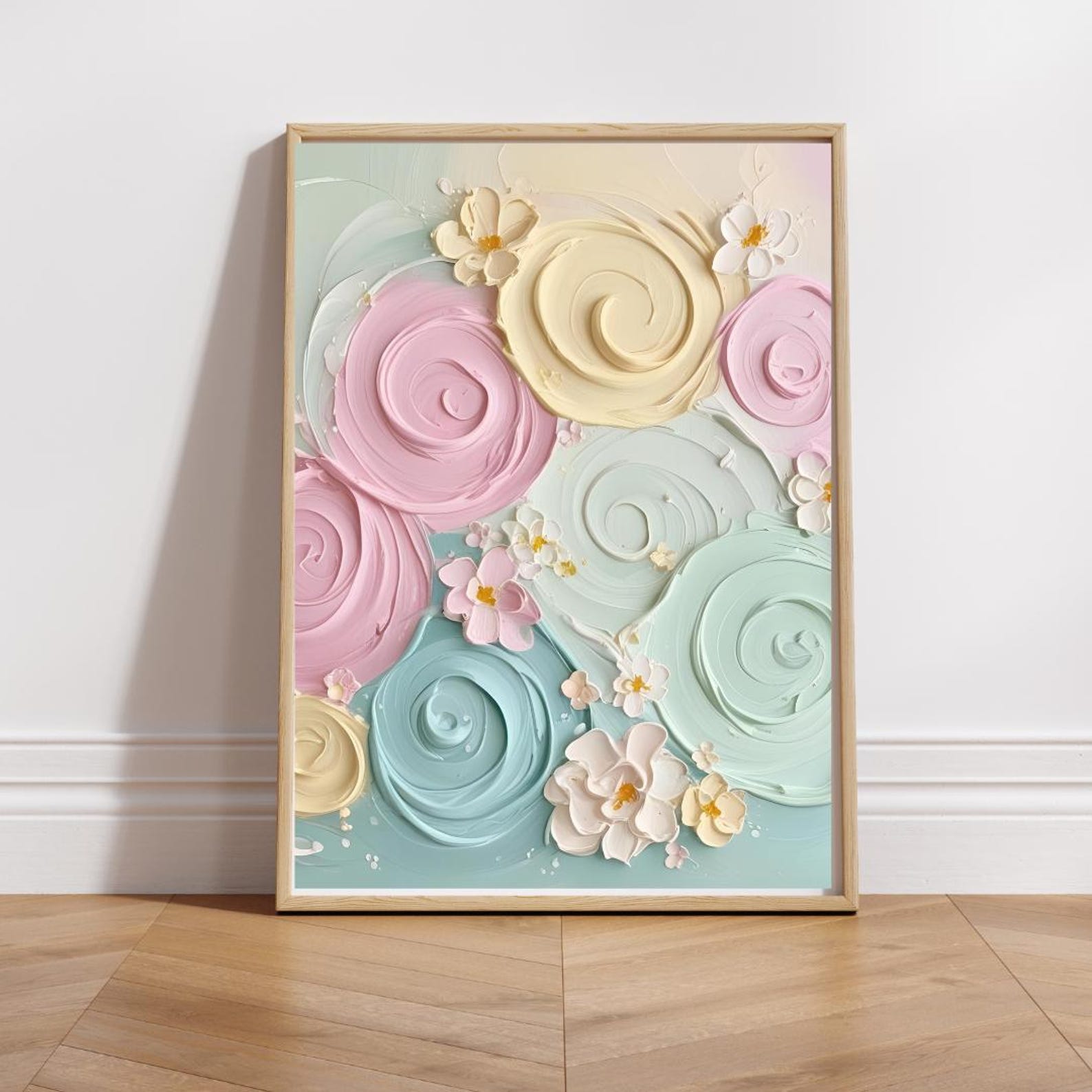 Textured Pastel Floral Print – Abstract Flower Wall Art (digital ...