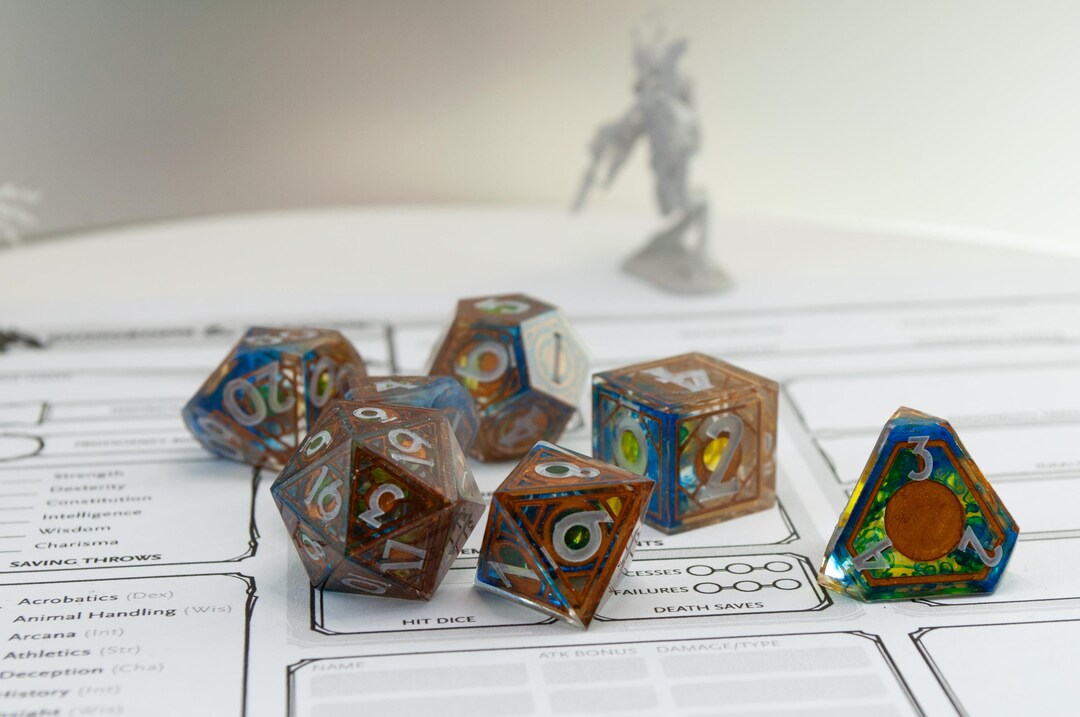 Sea Exploration Stained Glass Dice Set - Etsy