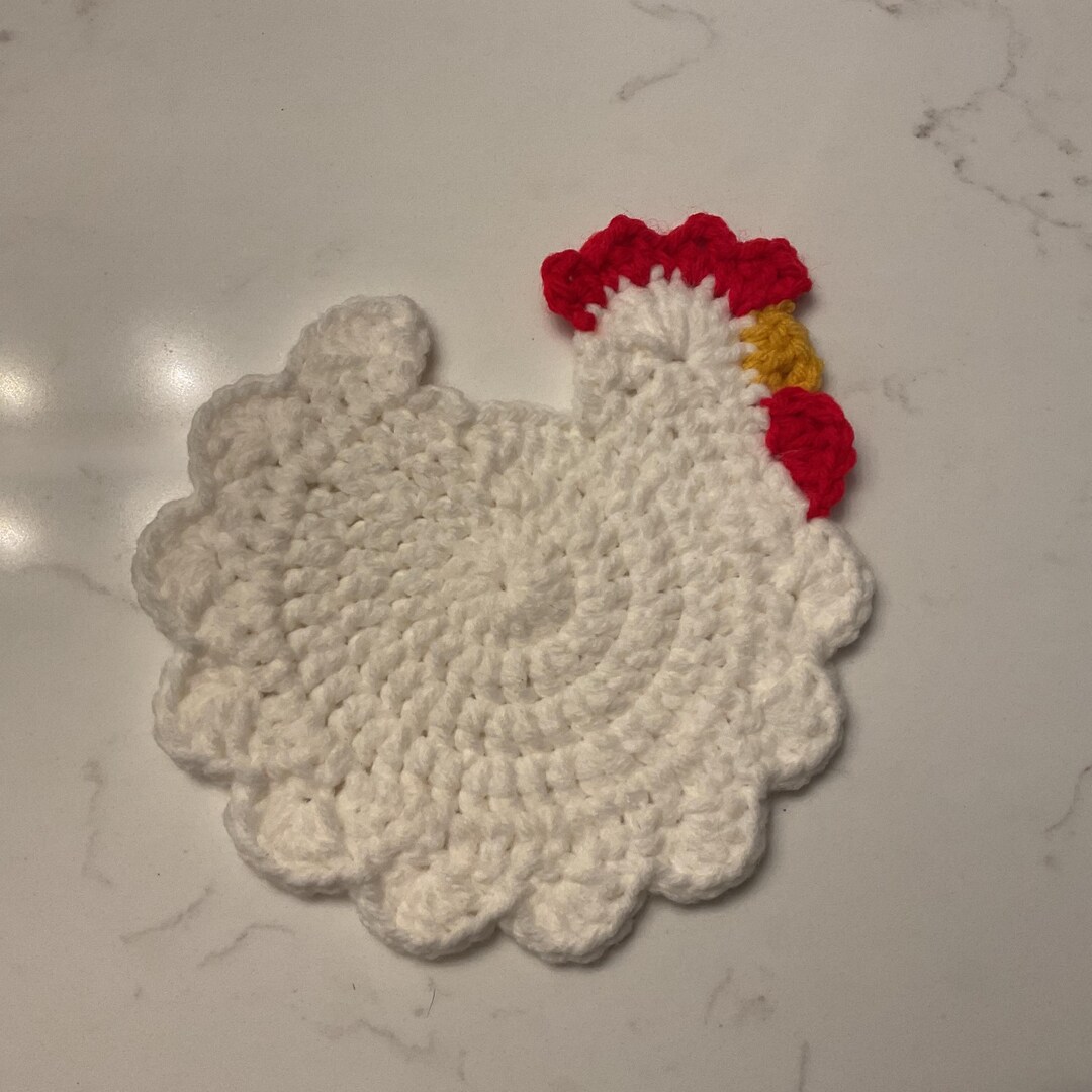 Handmade Crochet Chicken Coaster, Farmhouse Kitchen Decor - Etsy