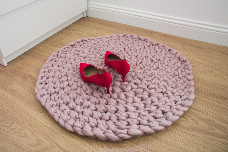 Floor Mat. Chunky Knit Round Rug - Etsy