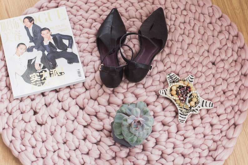 Floor Mat. Chunky Knit Round Rug | Etsy