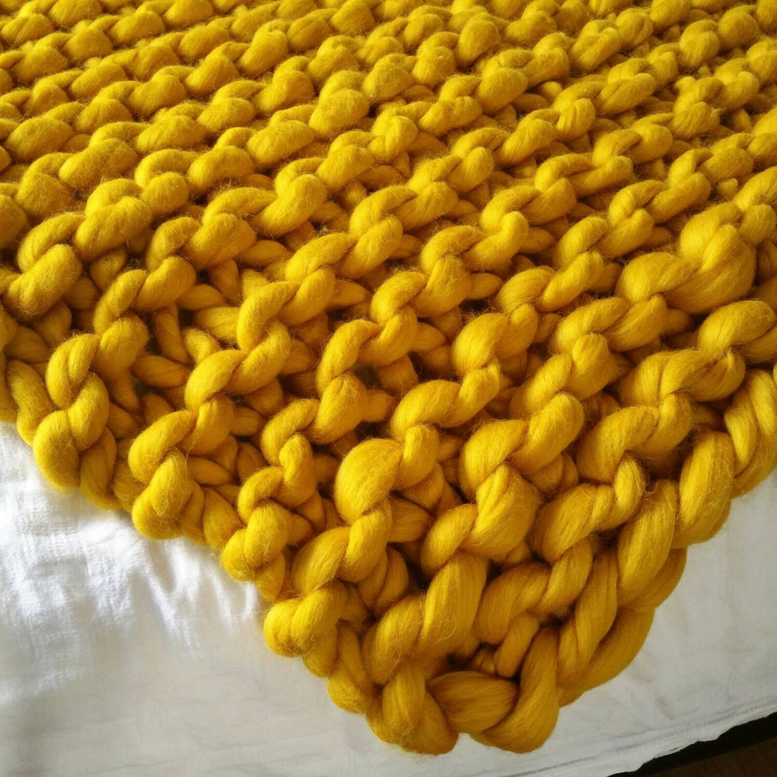 Chartreuse Extremely Chunky Merino Wool Blanket Knit Boho - Etsy UK