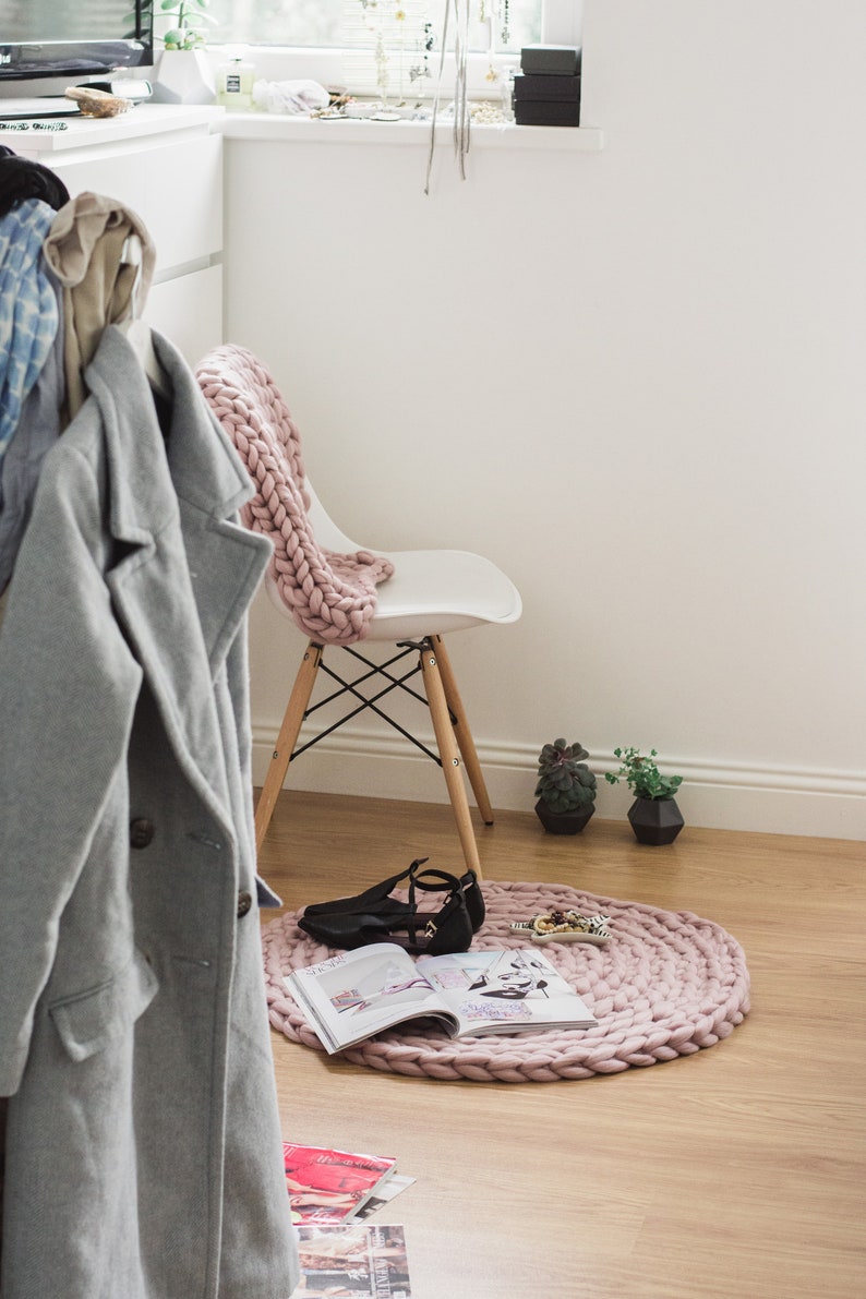 Floor Mat. Chunky Knit Round Rug | Etsy