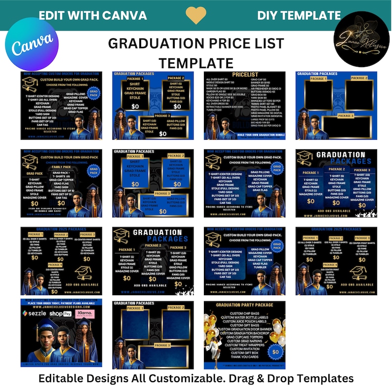Graduation Price List Template: Editable Canva Designs - Etsy