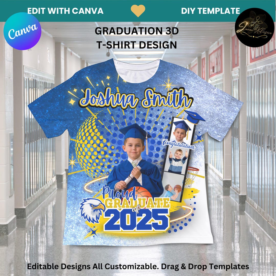 3D Grad Shirt Design Template (canva Editable) - Etsy