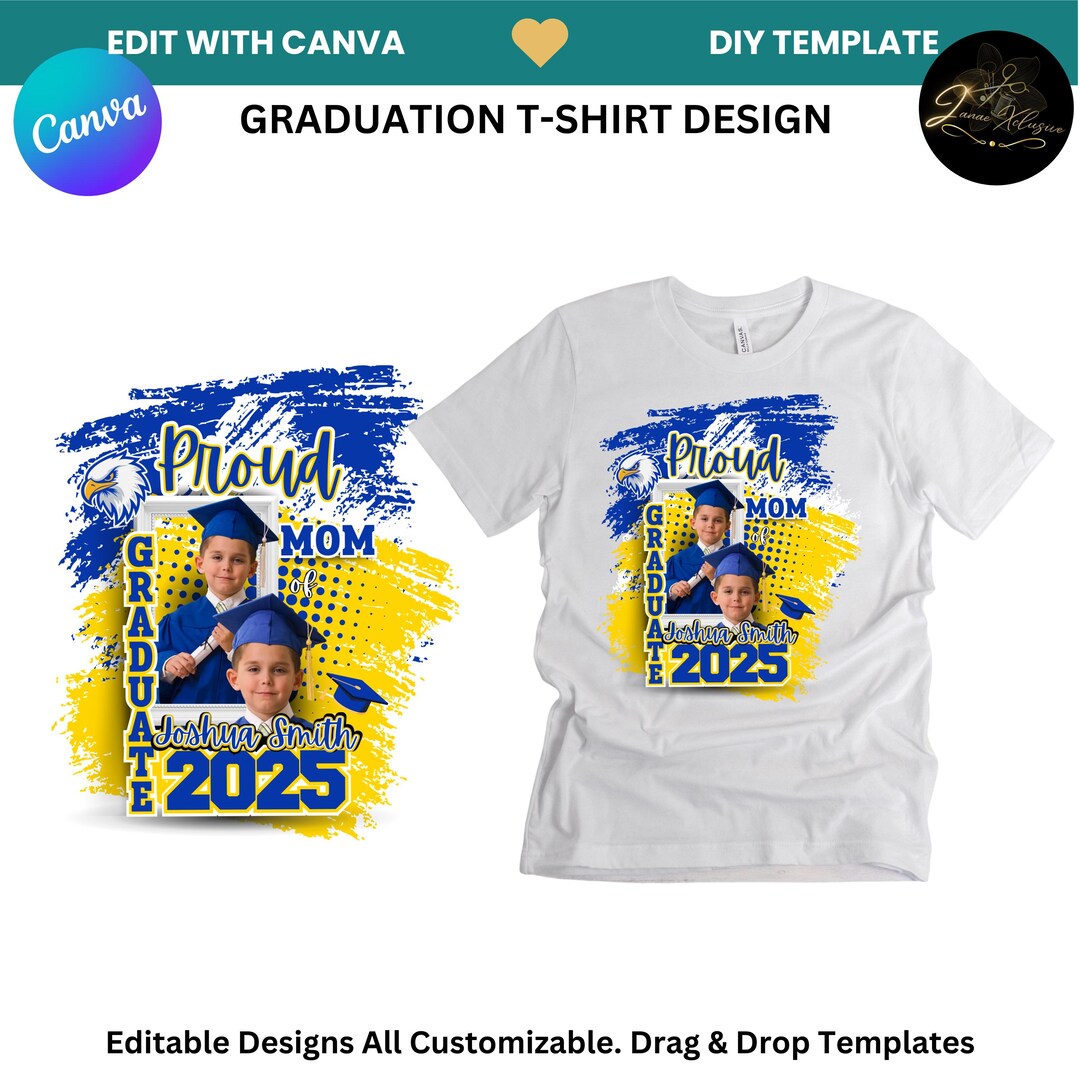 Graduation T-shirt Editable Template, Center Print Design, Grad Flyer ...