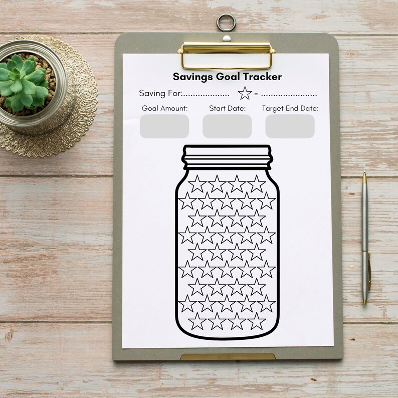 Printable Mason Jar Savings Tracker Challenge | Minimalist | Digital ...