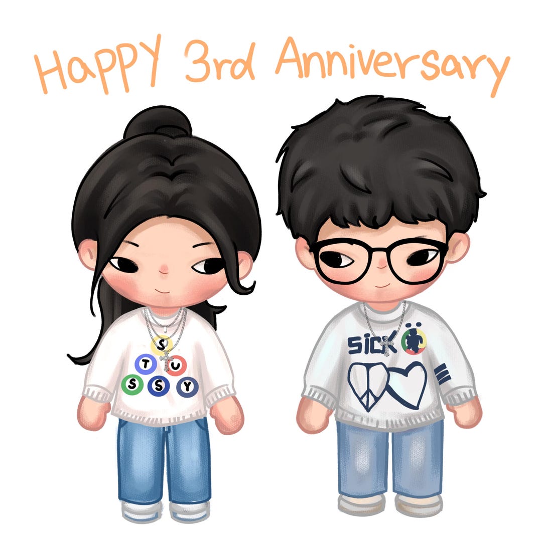 Hirono Customized Couple Drawing, Popmart Drawing Customized, Hirono ...