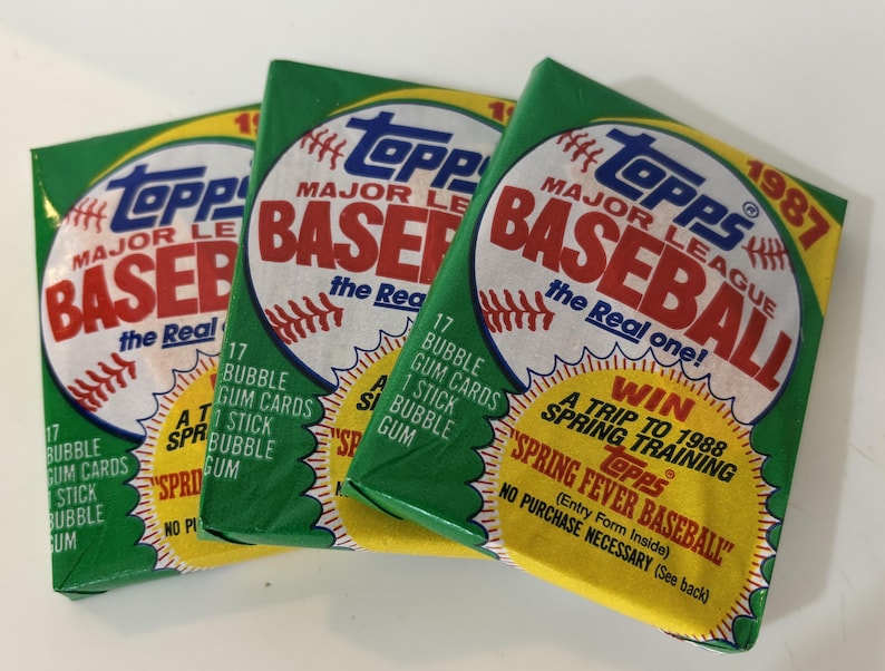 3 Packs 1987 Topps Baseball Cards Unopened Wax Packs - Etsy