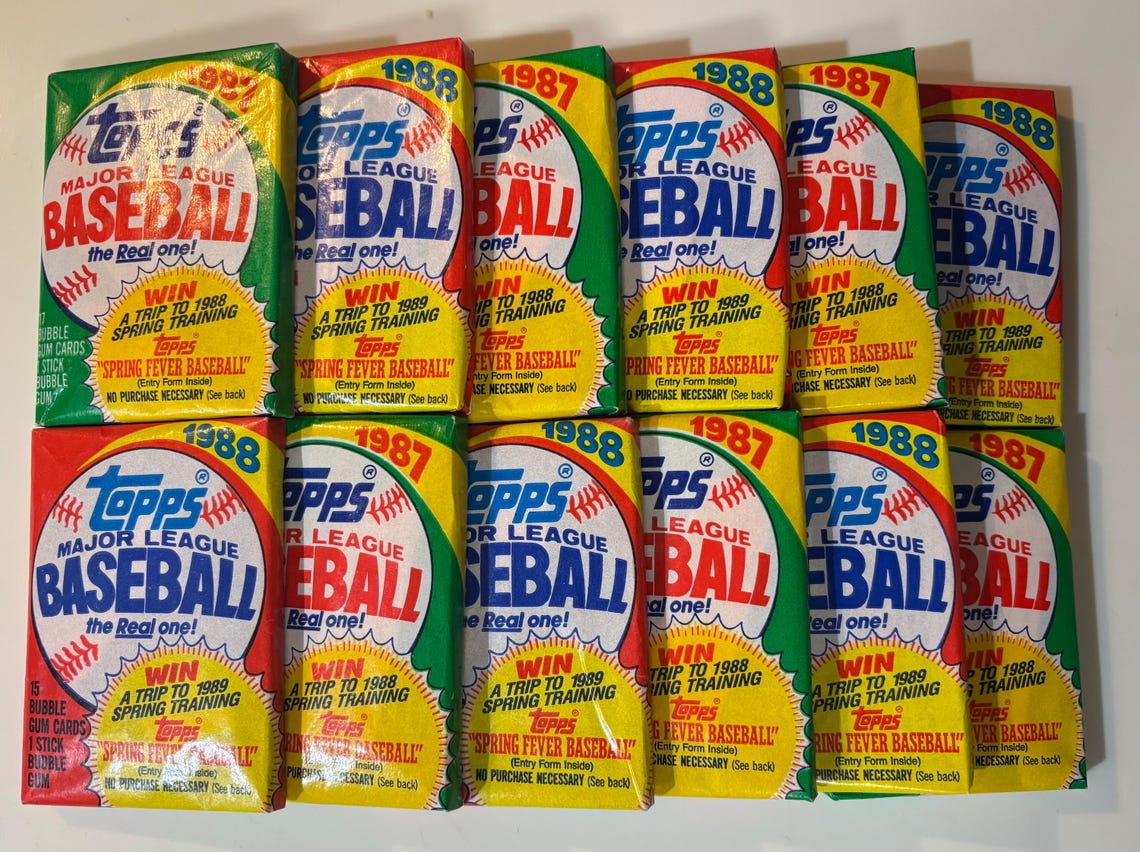 Unopened Vintage Topps Baseball Wax Packs: 1987 & 1988 - Etsy