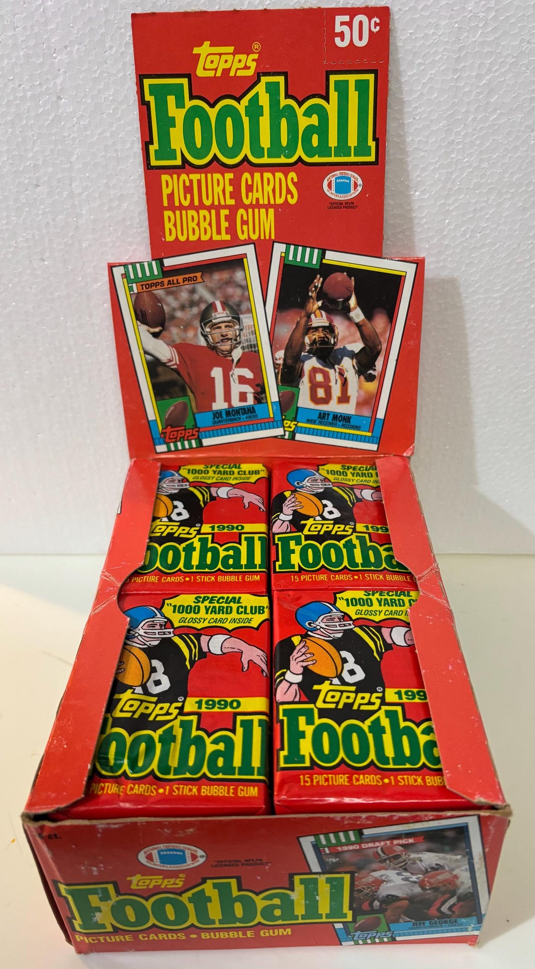 1990 Topps Football Cards, 36 Unopened Sealed Wax Packs Full Wax Box ...