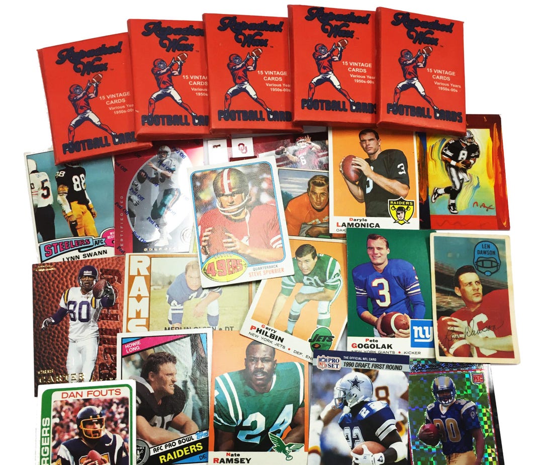 Five Packs Vintage Football Cards– Repacked Wax - Etsy