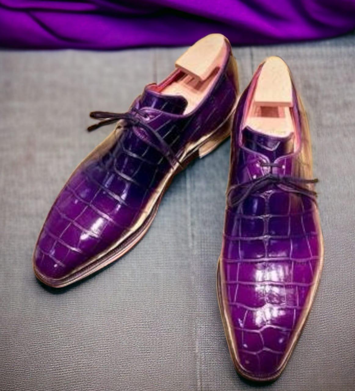 Fashion Trends Handcrafted Purple Color Crocodile Texture Leather ...