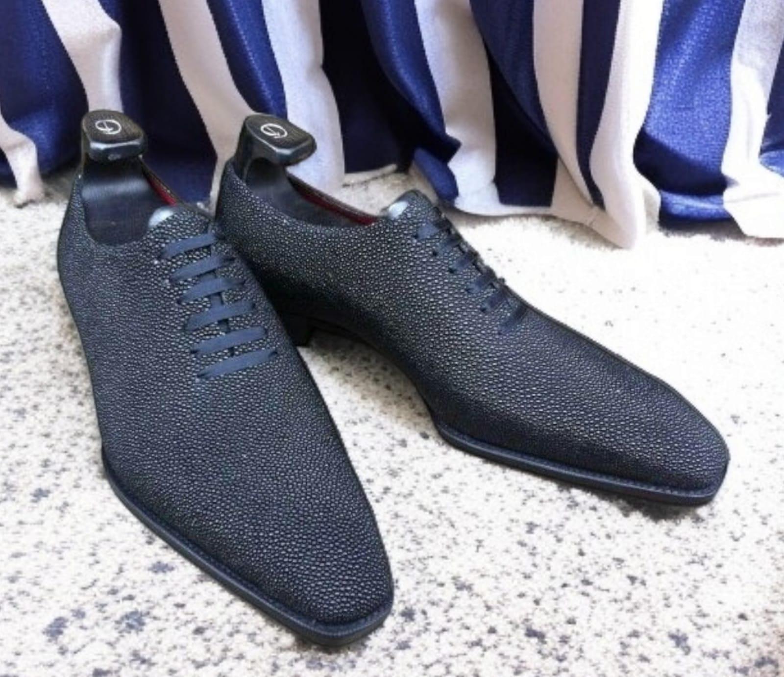 Fashion Trends Handcrafted Blue Color Stingray Shagreen Texture Leather ...
