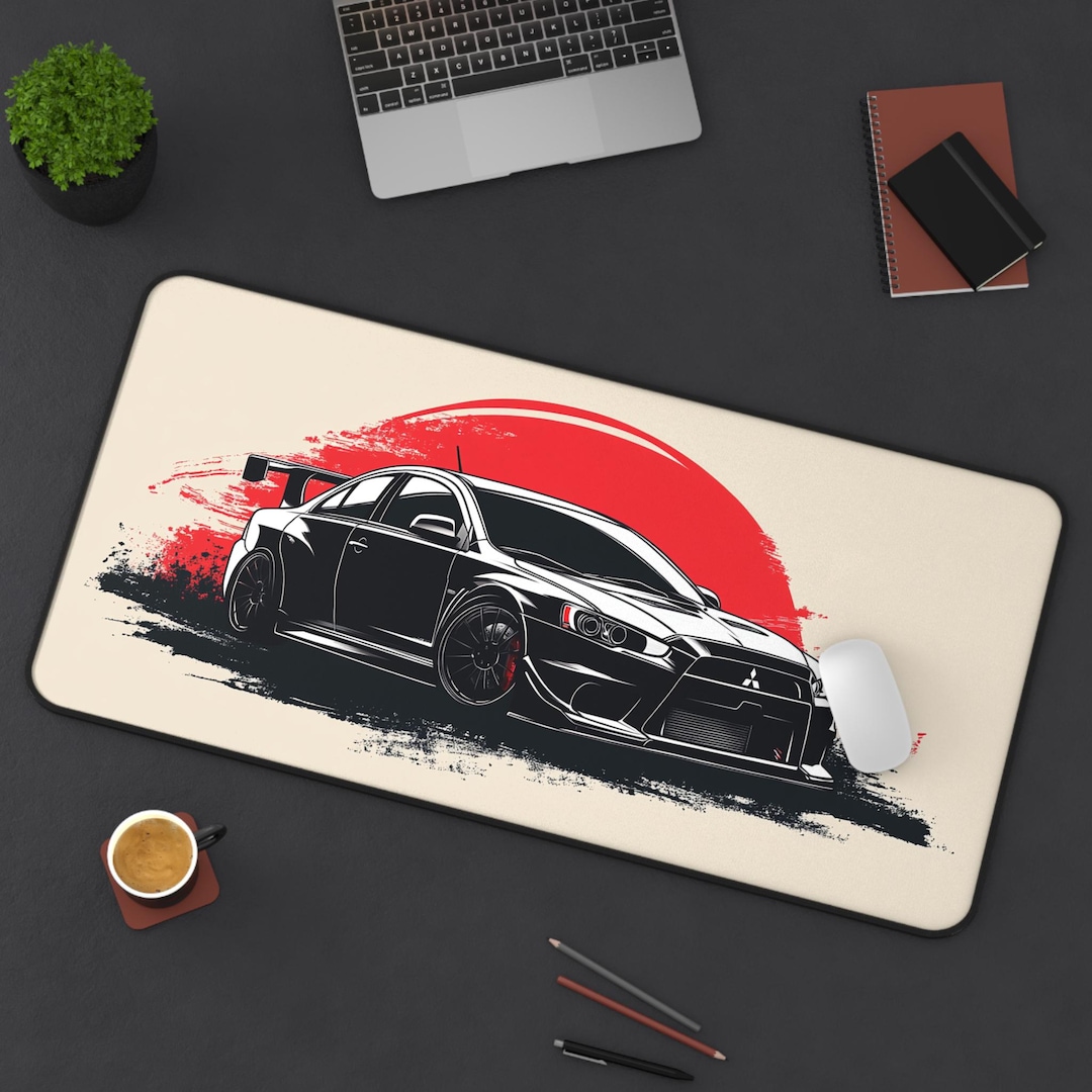Mitsubishi Lancer Gaming Mousepad White Racing Car Desk Mat Desk Mat ...