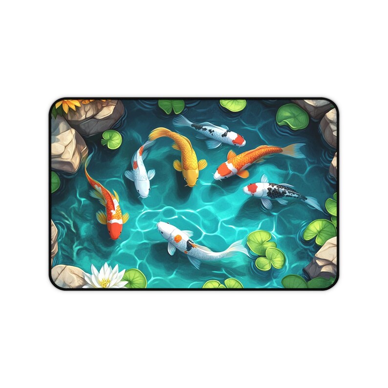 Koi Fish Desk Mat, Japanese Koi Pond Desk Pad, Asian-inspired Laptop ...