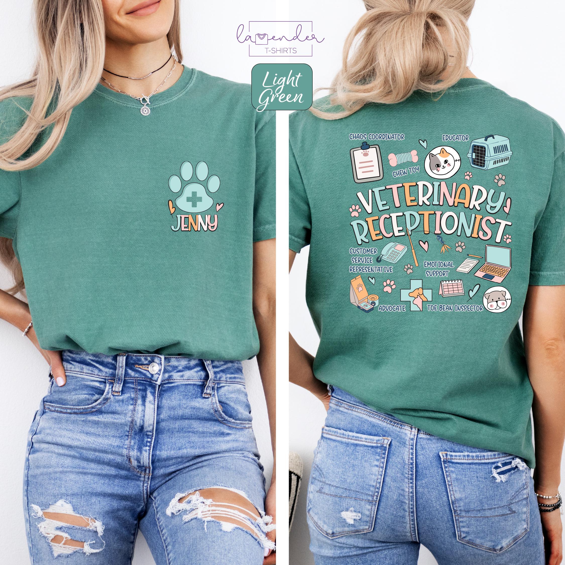 Custom Veterinary Receptionist Comfort Colors Shirt: Heart Paw Print - Etsy