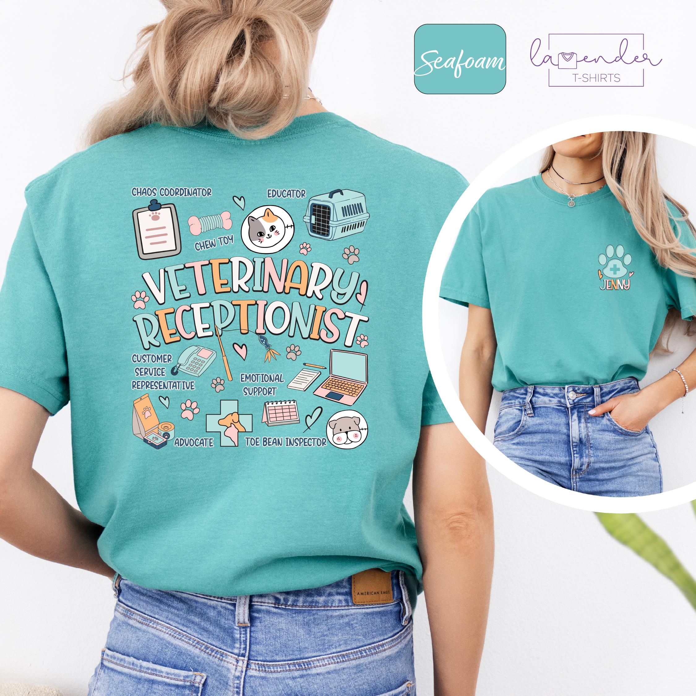 Custom Veterinary Receptionist Comfort Colors Shirt: Heart Paw Print - Etsy