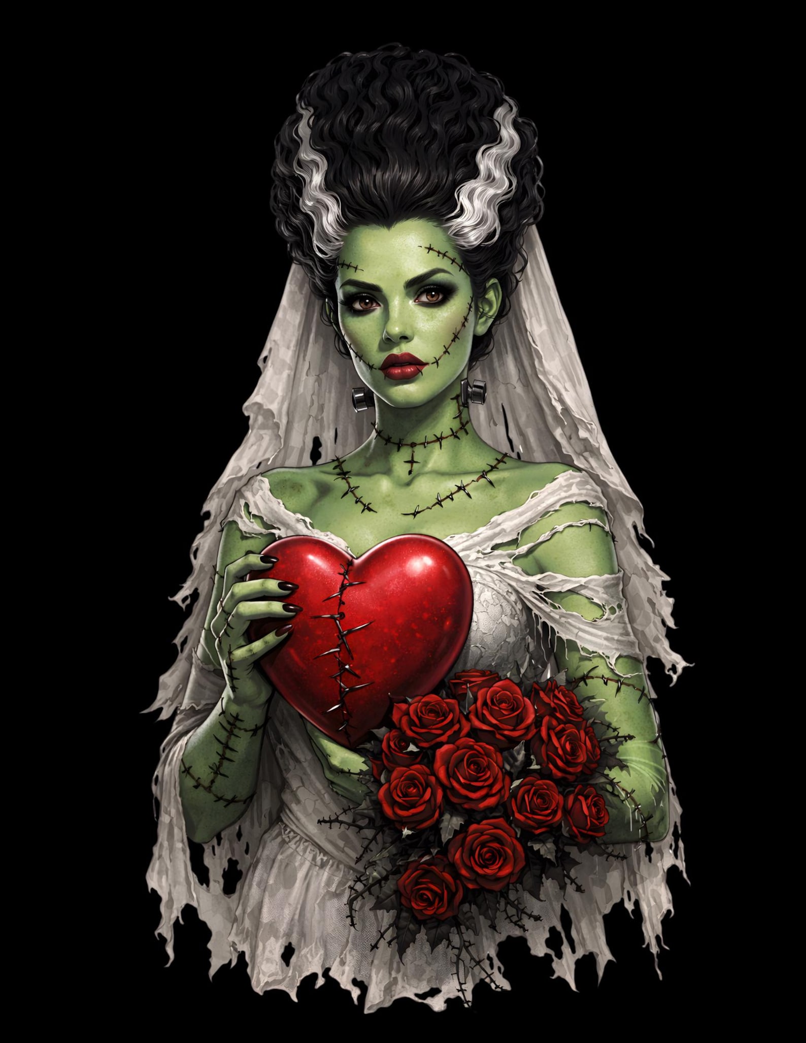 Valentine Frankenbride PNG | Gothic Bride of Frankenstein Art (digital ...