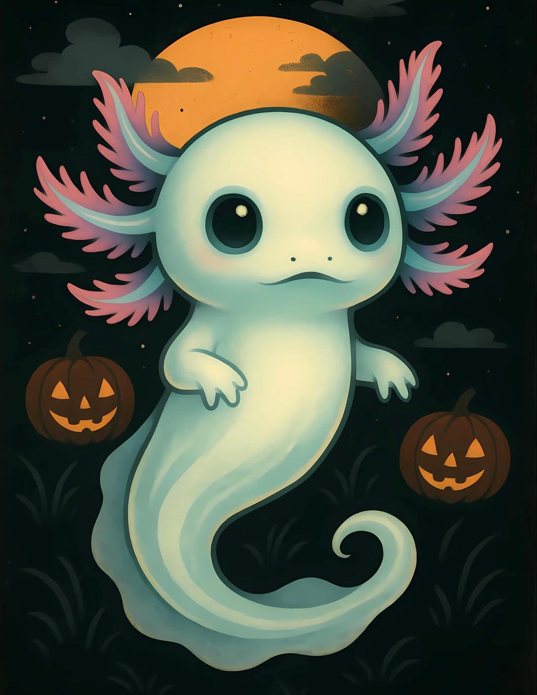 Ghostly Axolotl PNG, Super Cute Digital Download for Stickers ...