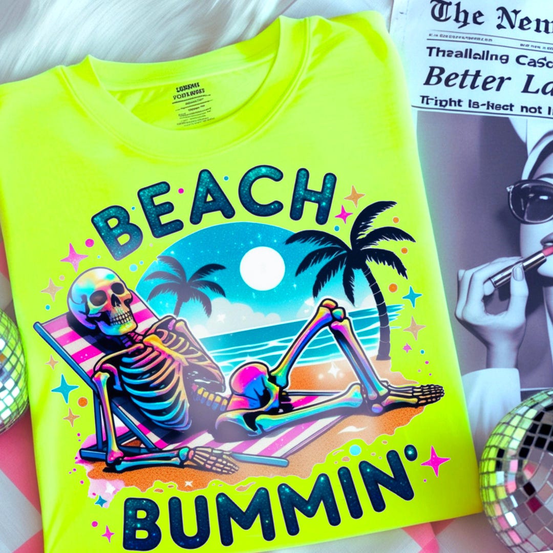 Beach Bum Skeleton PNG: Funny Summer Shirt Design (digital Download - Etsy