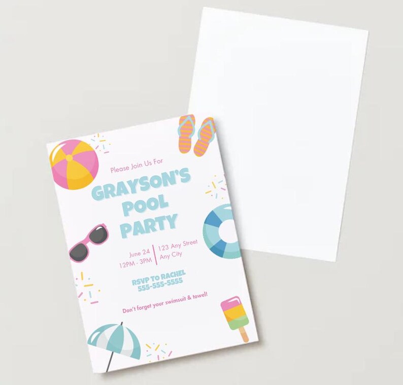 Birthday Pool Party Invitation Pool Float Beach Ball Download Printable ...