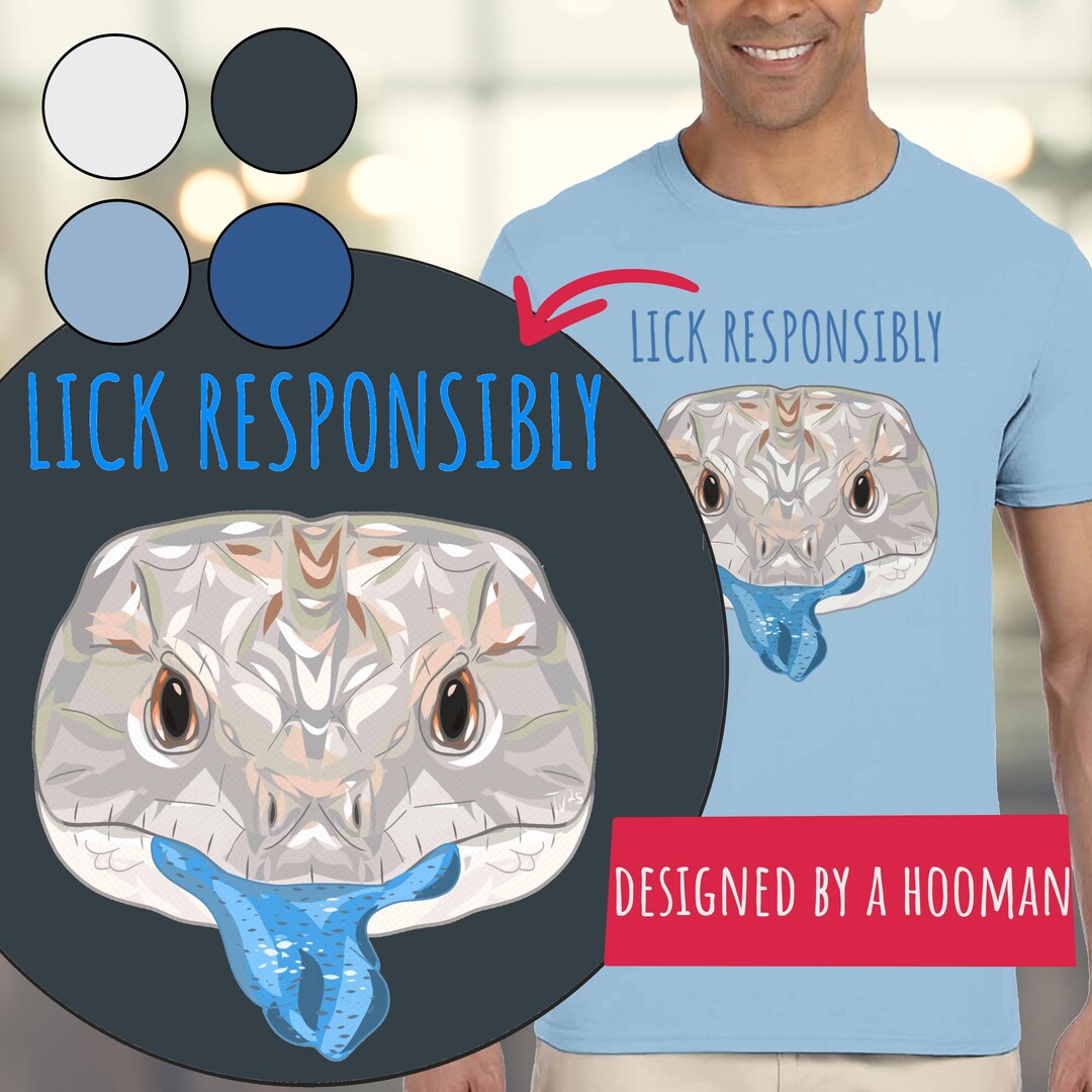 Men’s Blue-tongued Skink Shirt, Lick Responsibly Graphic, Funny Lizard ...