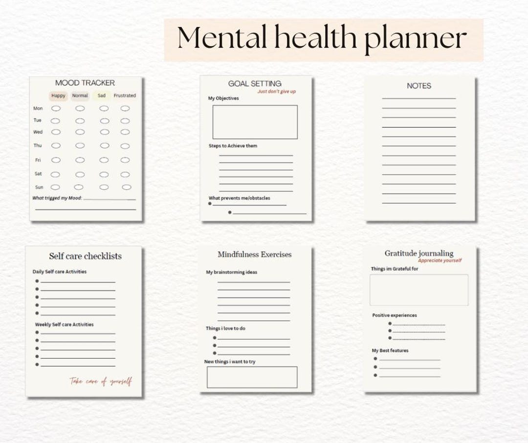 Mental Health Printable-instant Download-mindfulness-self Care Journal ...