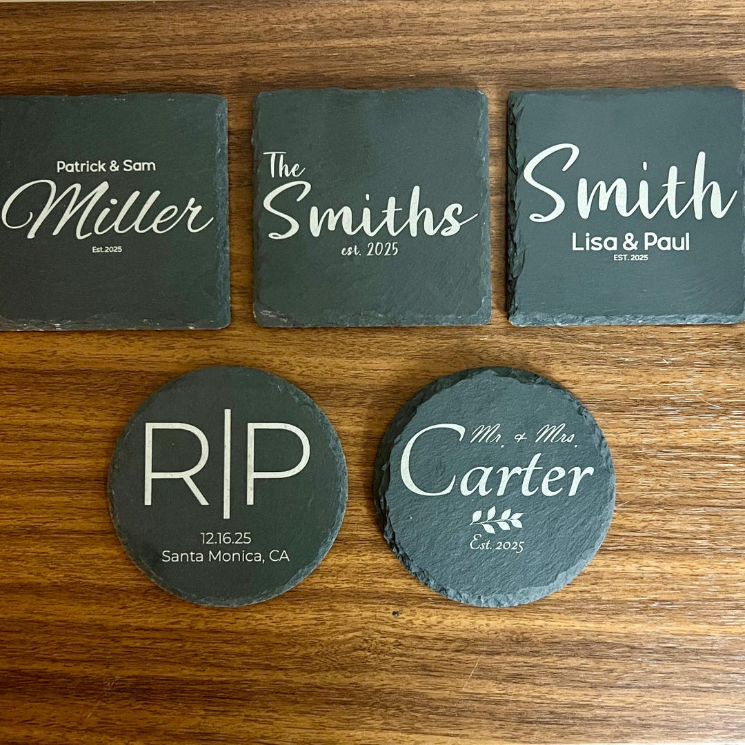 Personalized Wedding Coasters - Custom Engraved Slate Coasters ...