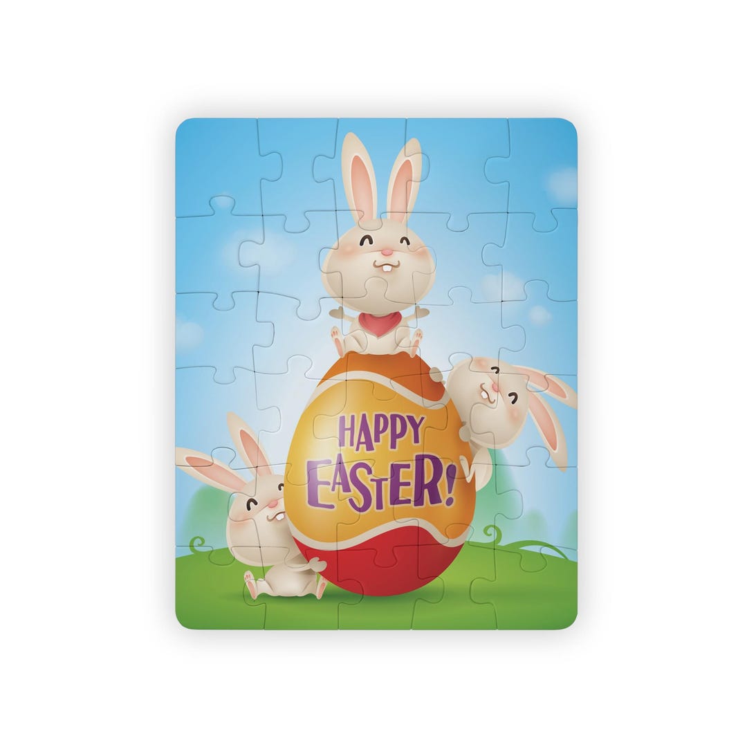 Happy Easter Kids Puzzle, 30-piece Rabbit Family Game - Etsy