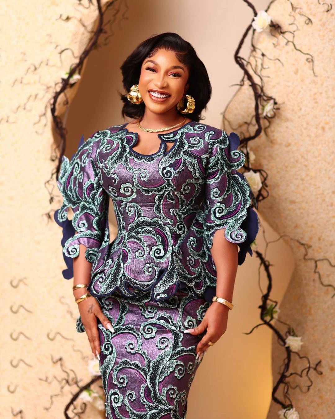 Unique African Ankara Dress, Custom Made Beaded Skirt and Blouse ...