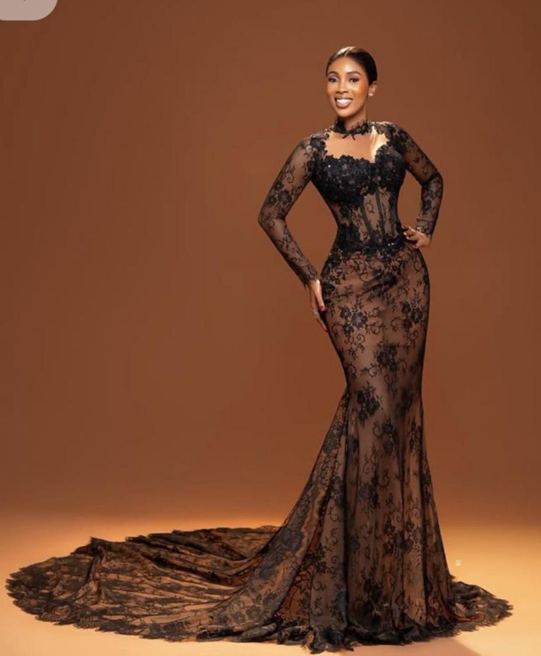 Hand-beaded African Evening Dress: Sequin Detail, Elegant Train - Etsy