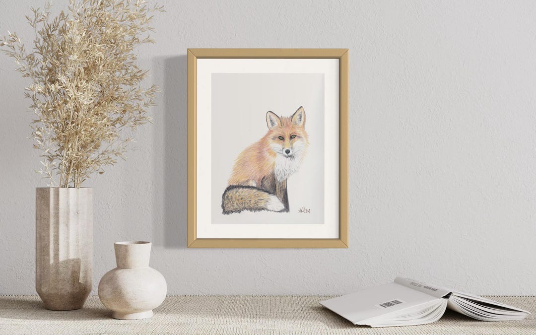 Red Fox Original Colored Pencil Portrait - Etsy
