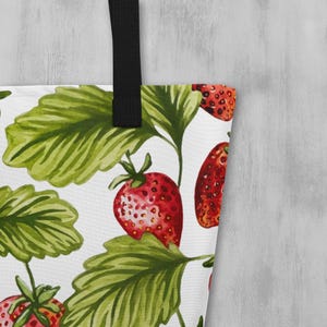 Strawberry Print Canvas Tote Bag: Fruit Lovers Reusable Grocery Bag - Etsy
