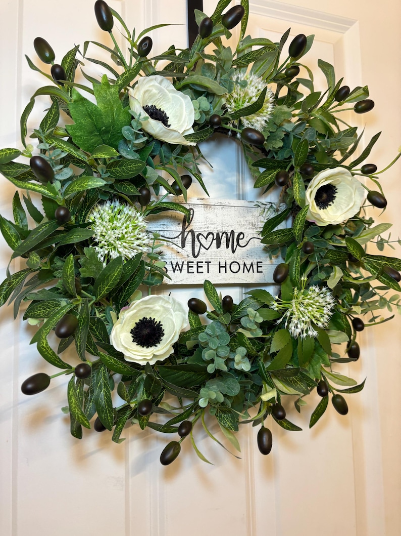 All Year Round Wreath: Poppy, Olive, Dandelion & Greenery Wreath - Etsy