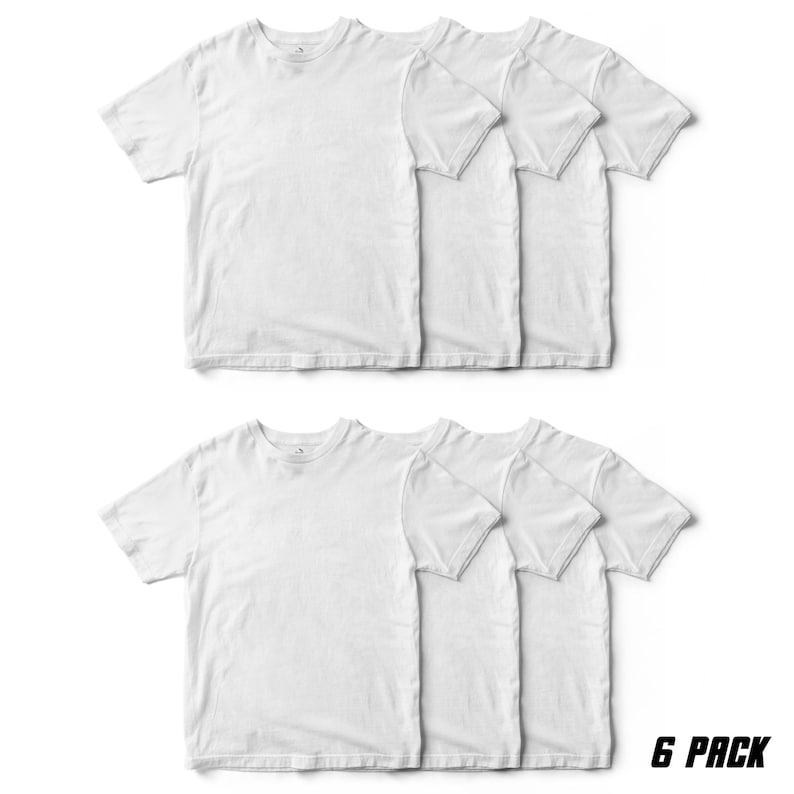 Sada Plain T-shirt 6-pack – Regular Fit Cotton Tees – 10 Color Options ...