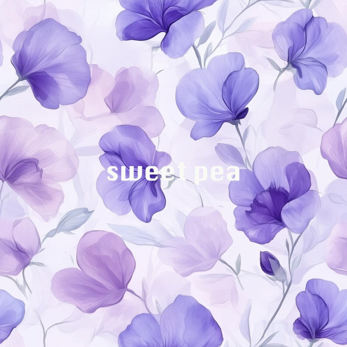 Purple Sweet Pea Floral Seamless Pattern, Surface Pattern, Floral ...