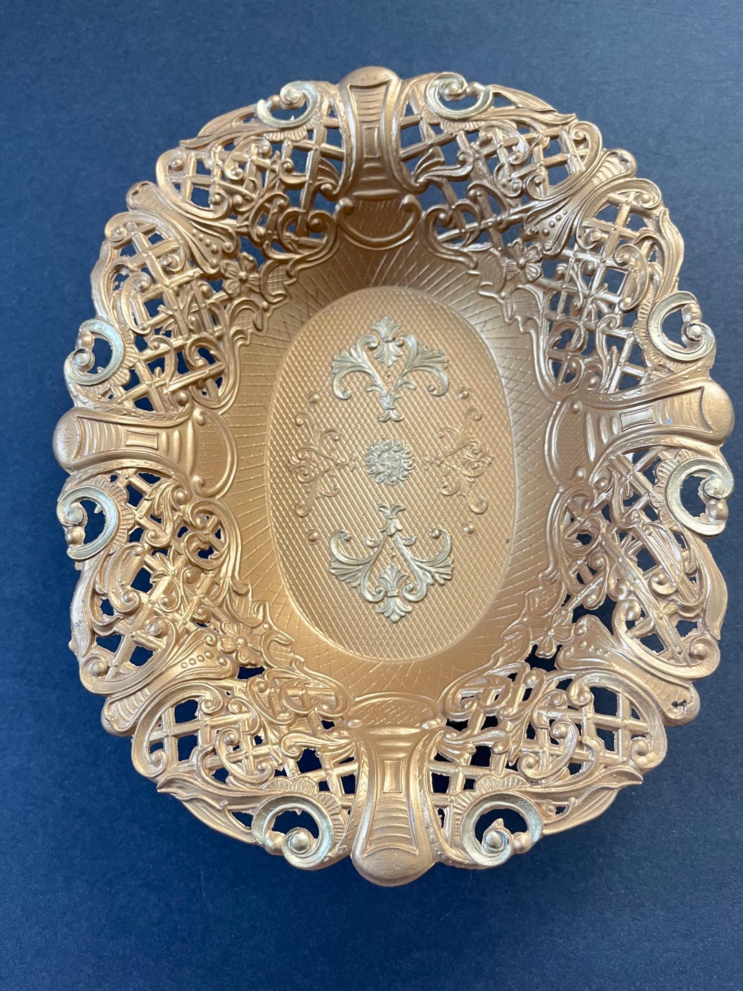 Vintage Italian Filigree Brass Bowl: Baroque Hollywood Regency Decor - Etsy