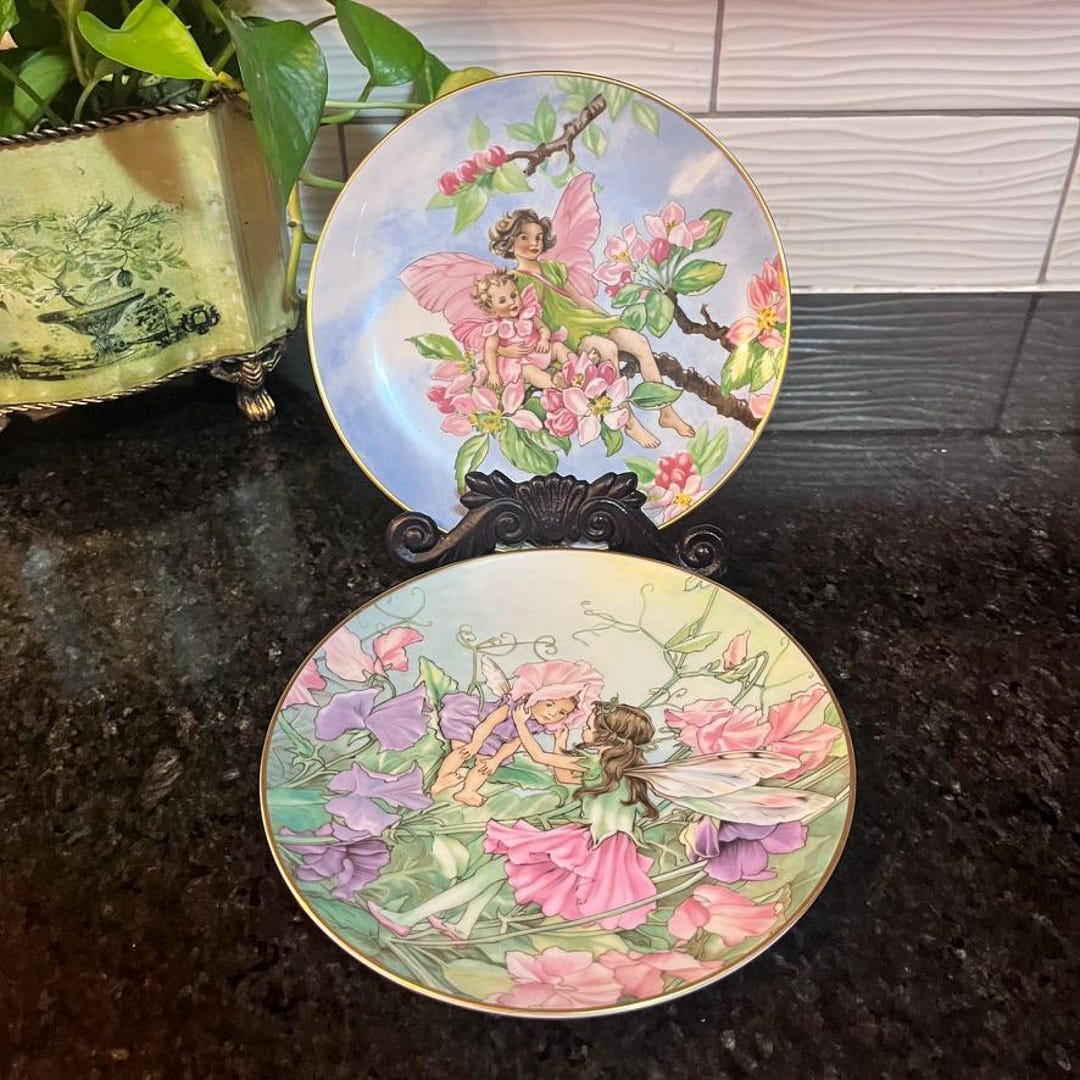 Vintage Flower Fairies Collector Plates: Sweet Pea & Apple Blossom Art ...