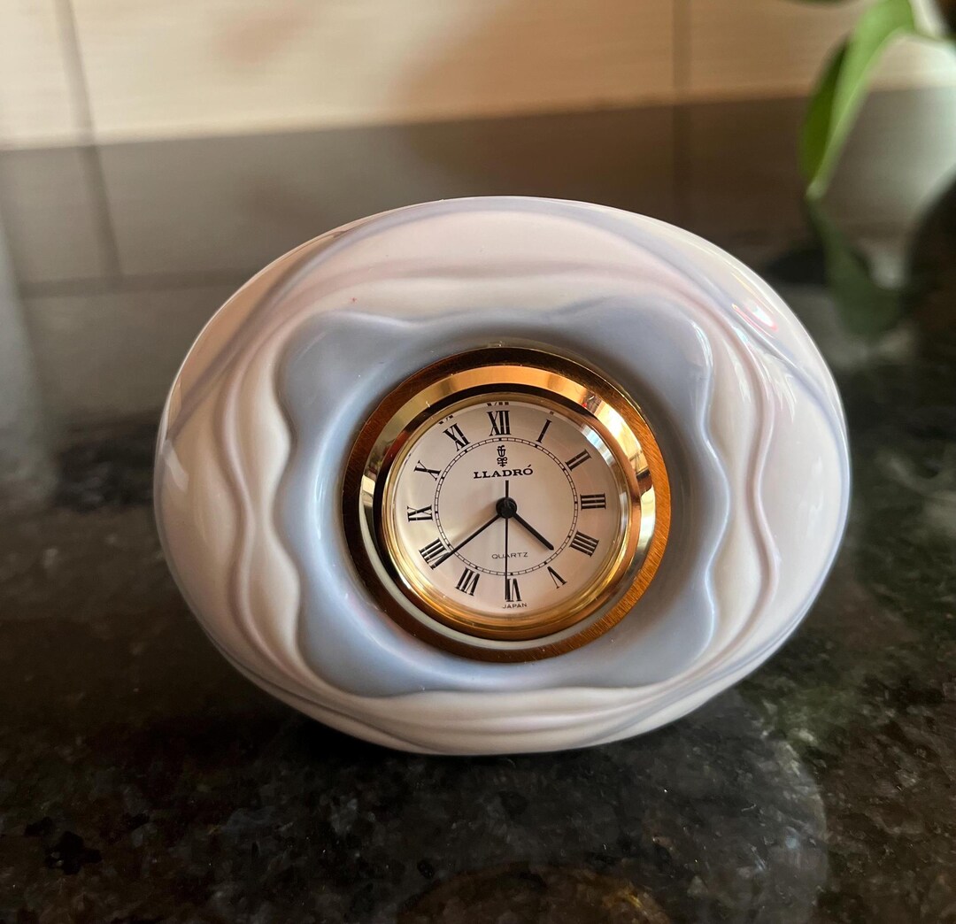 Lladró Beautiful Desk Clock White Blue Avila Garland Battery - Spain ...