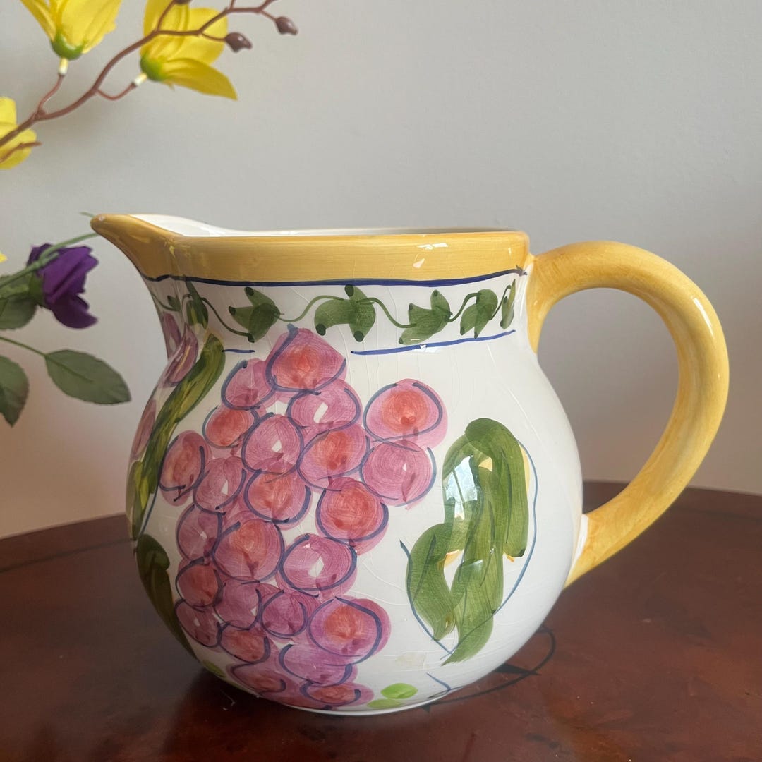 Bella Casa by Ganz Fruits and Leaves Ceramic Pitcher 6 1/2" Height 48 ...