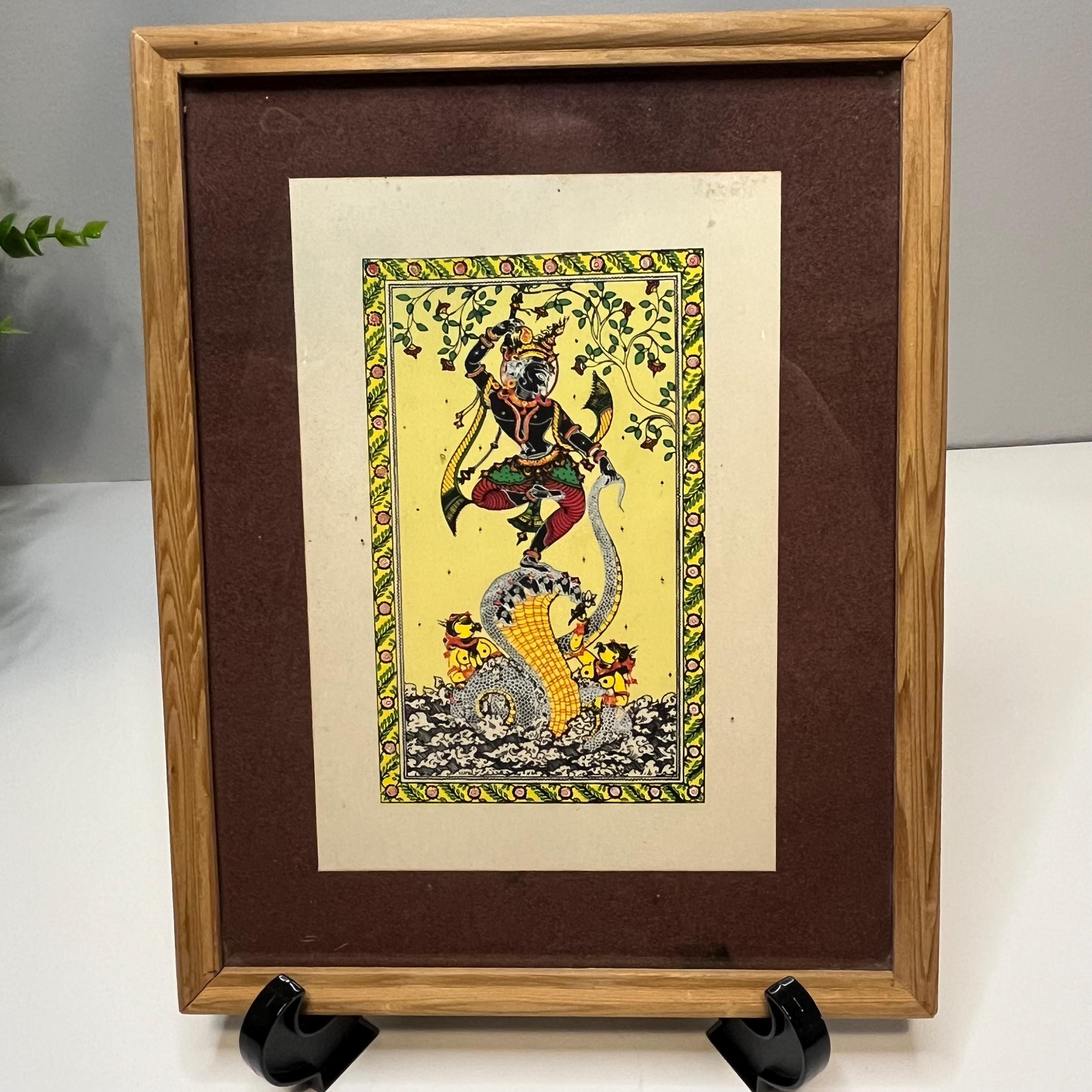 Original Traditional Pattachitra Painting of Khrisna on Palm Leaf ...